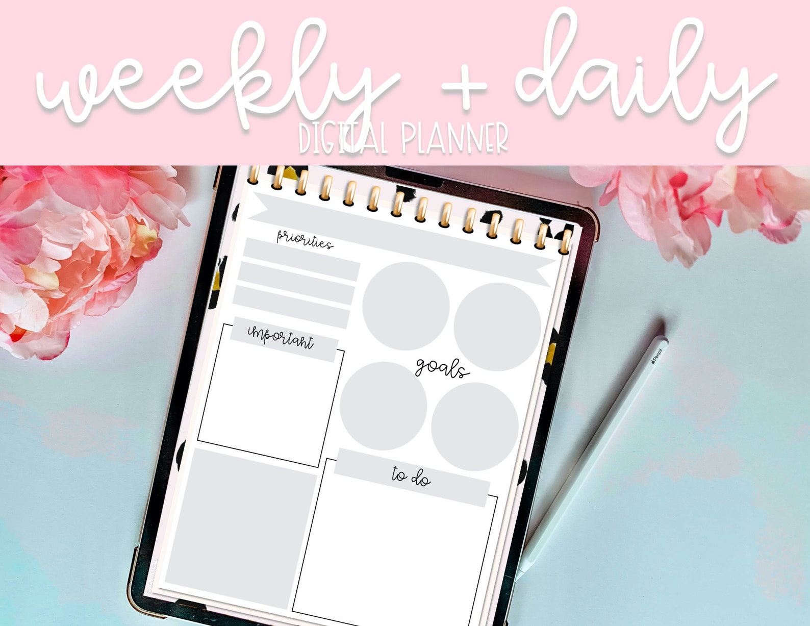 Preppy Weekly + Daily Digital Notepad - Etsy