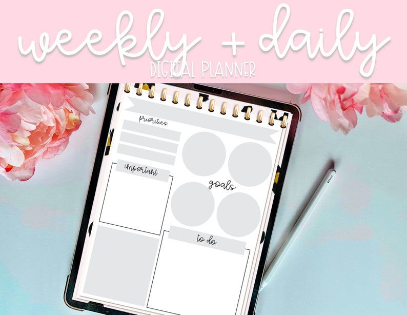 Preppy Weekly + Daily Digital Notepad - Etsy