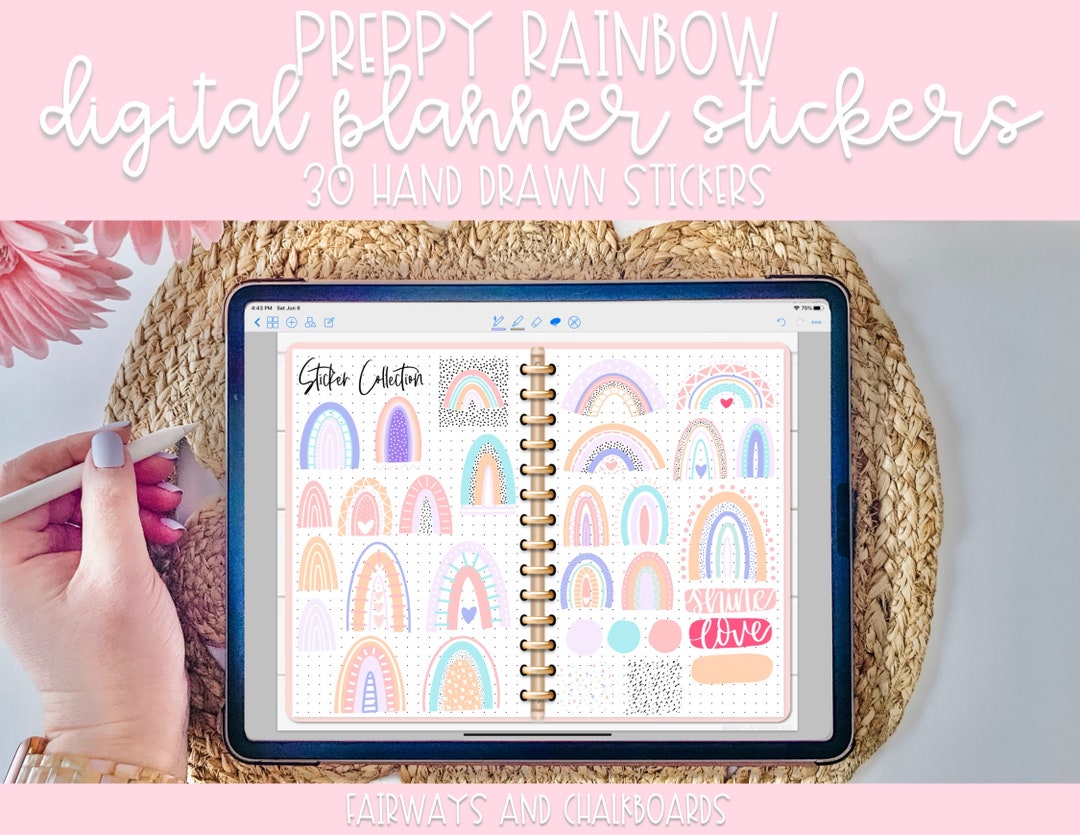 Preppy Rainbow Digital Planner Stickers - Etsy