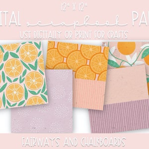 Modern Oranges Digital Scrapbook Paper | 12" X 12" | Digital or ...