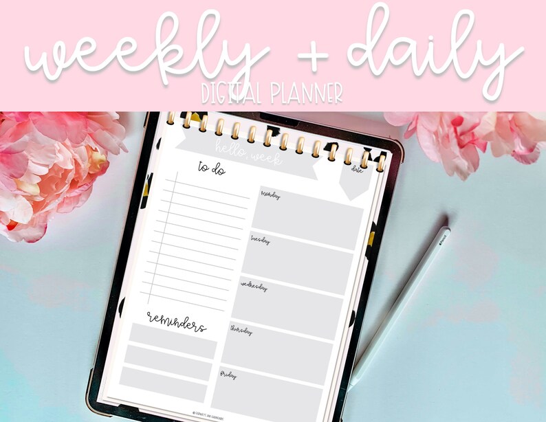 Preppy Weekly + Daily Digital Notepad - Etsy