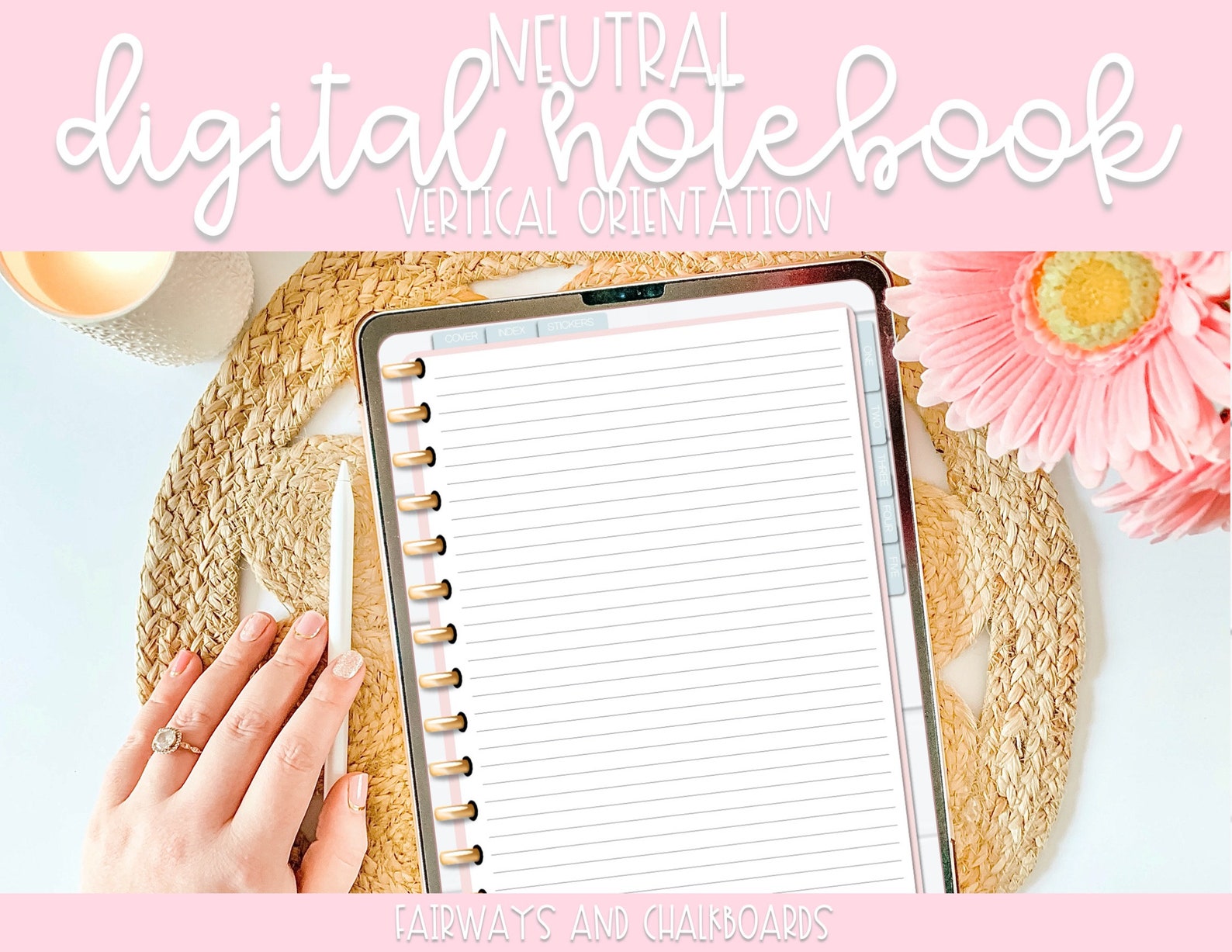 Neutral Portrait Digital Notebook 5 Tabs Lined Blank - Etsy