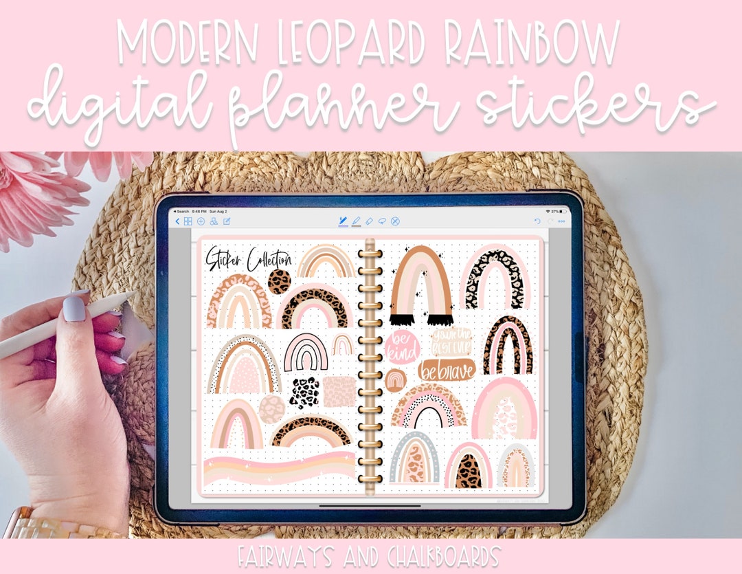 Modern Leopard Rainbow Digital Planner Stickers - Etsy