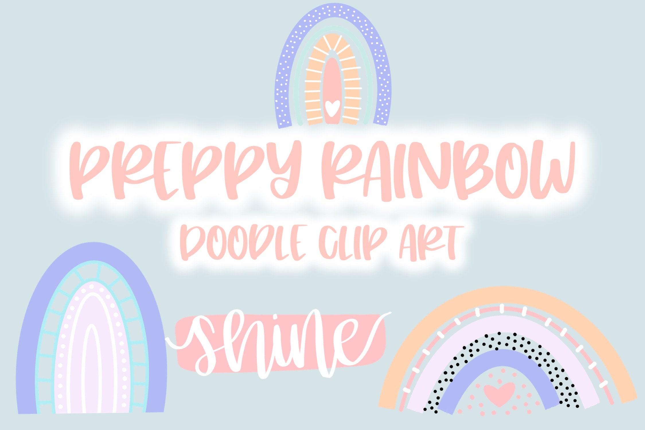 Paper, Party & Kids Hand Drawn Images Preppy Rainbow Doodle Clip Art ...
