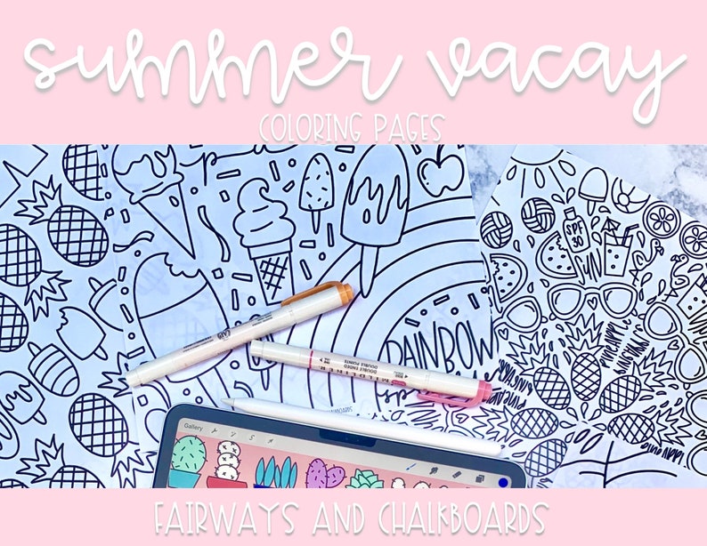 Color ALL The Things: Summer Vacay Coloring Pages Printable | Etsy