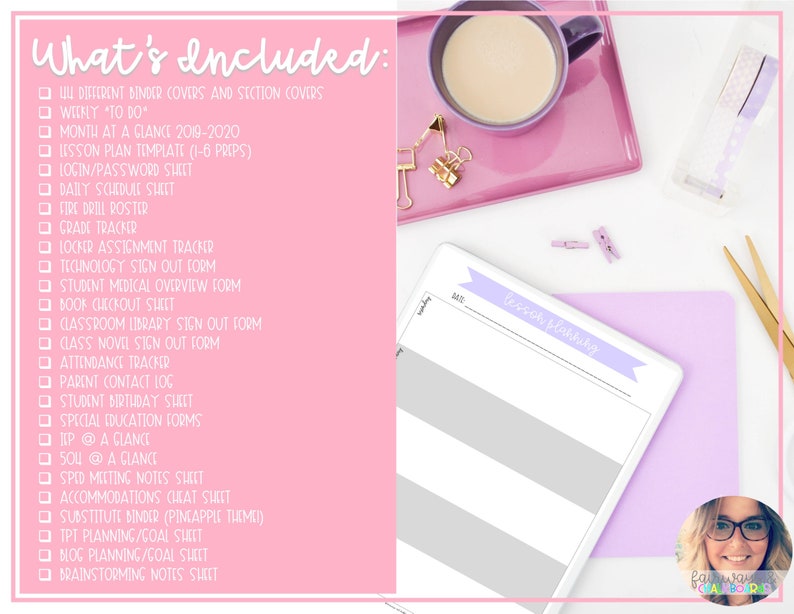 Preppy Teacher Binder: Printable - Etsy