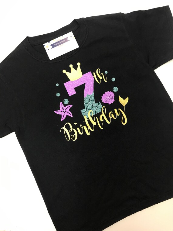 Mermaid 7th Birthday Seven Year Old Birthday Seventh | Etsy