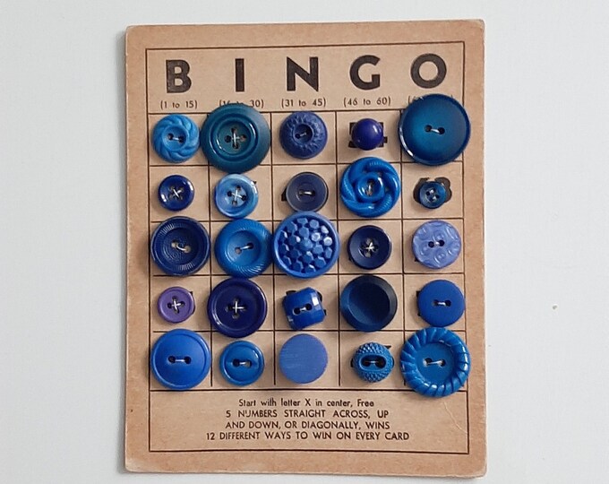 Vintage Buttons Hand Sewn on a Vintage Bingo Card - Etsy