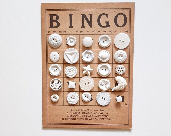 Vintage Buttons on a Vintage Bingo Card - Etsy