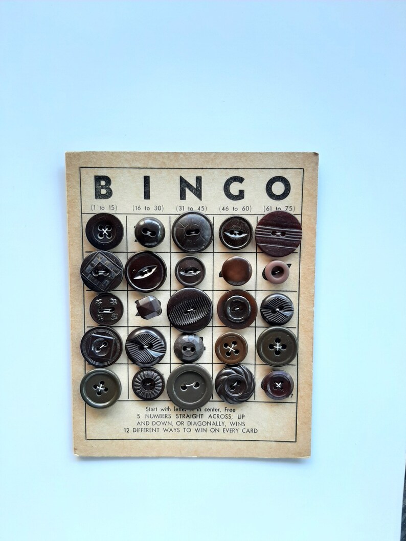 Vintage Buttons on a Vintage Bingo Card - Etsy