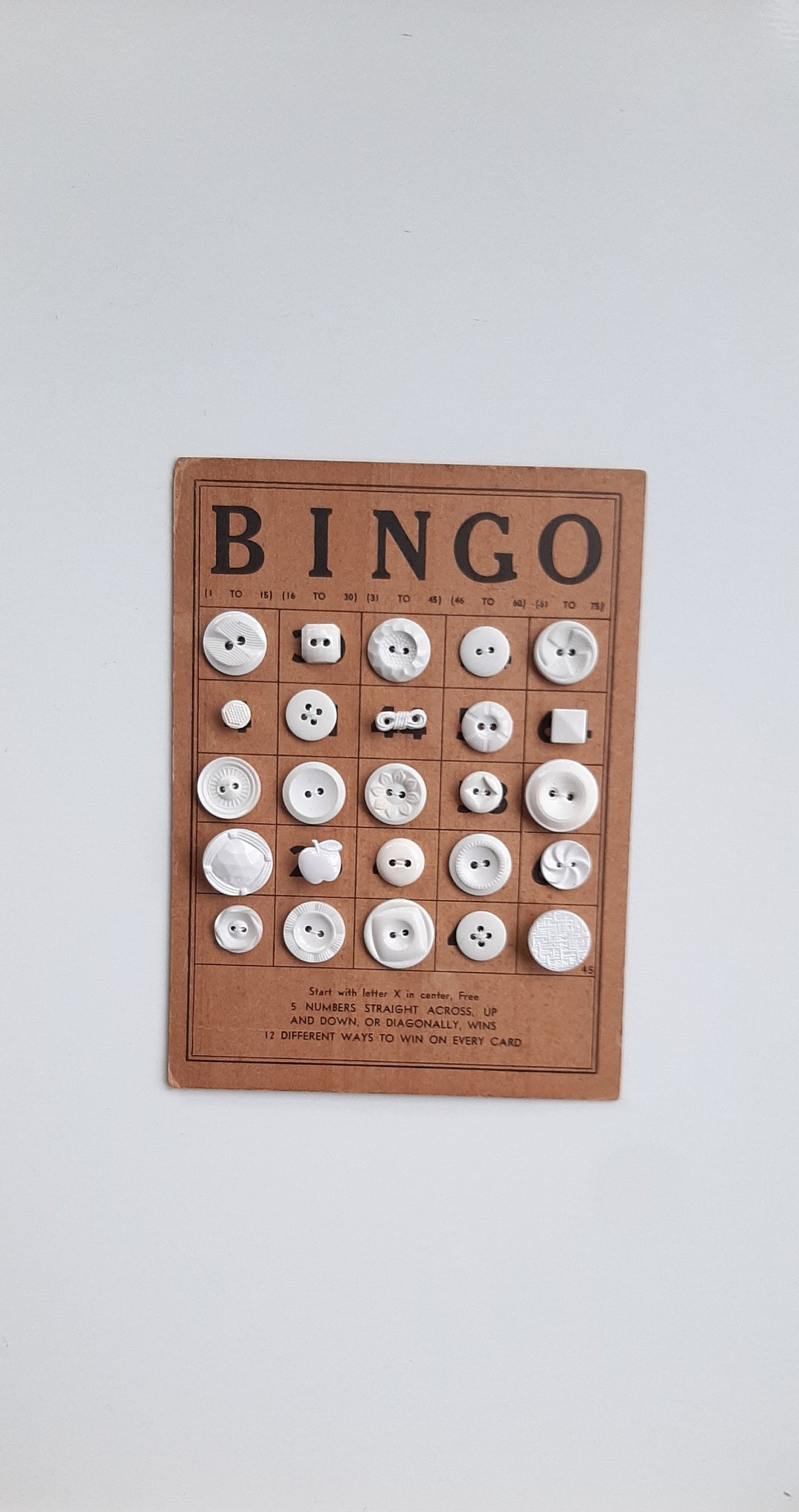 Vintage Buttons on a Vintage Bingo Card - Etsy