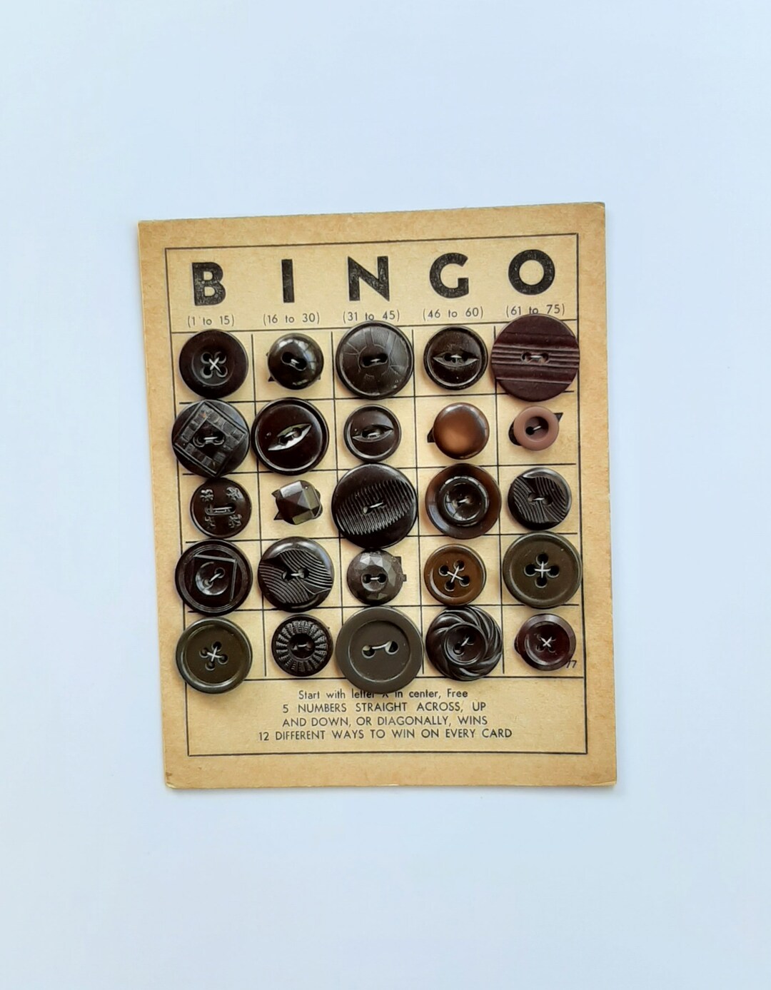 Vintage Buttons on a Vintage Bingo Card - Etsy
