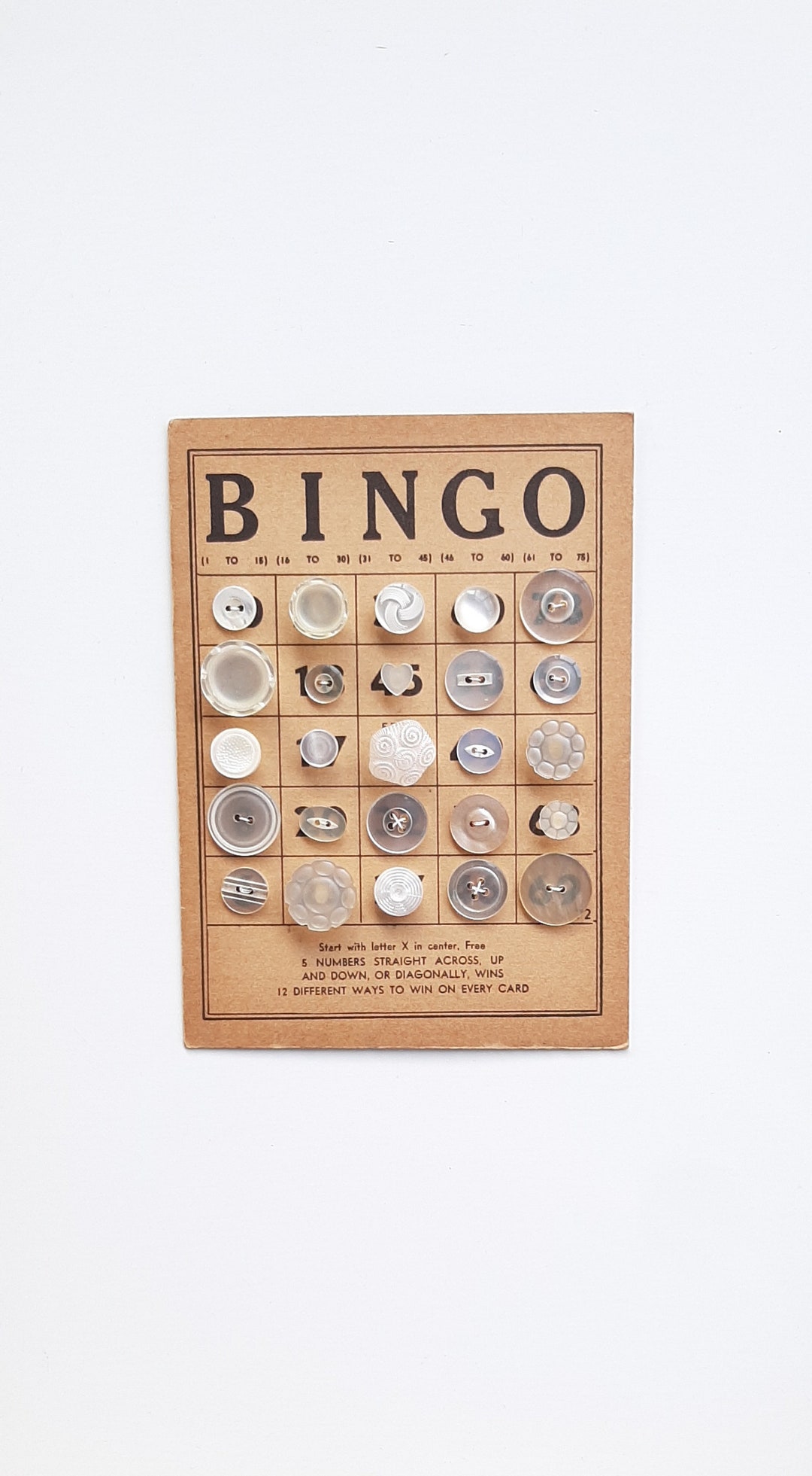 Vintage Buttons on a Vintage Bingo Card - Etsy