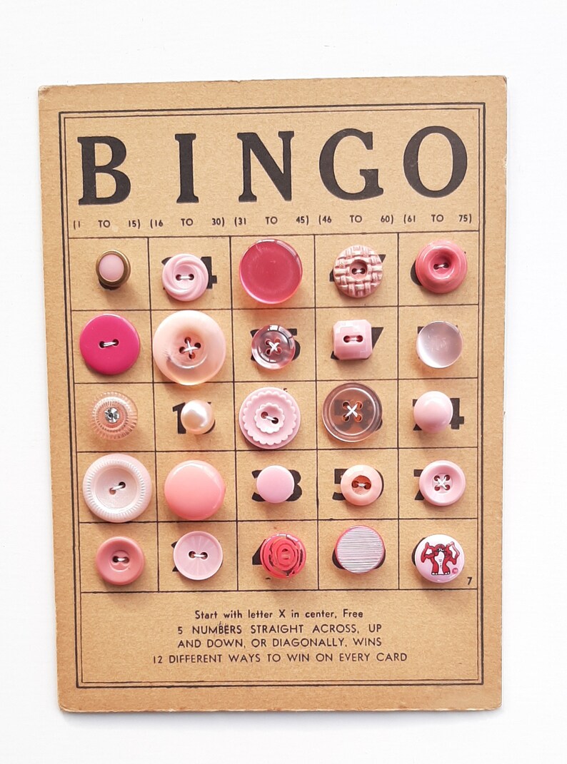Vintage Buttons on a Vintage Bingo Card - Etsy