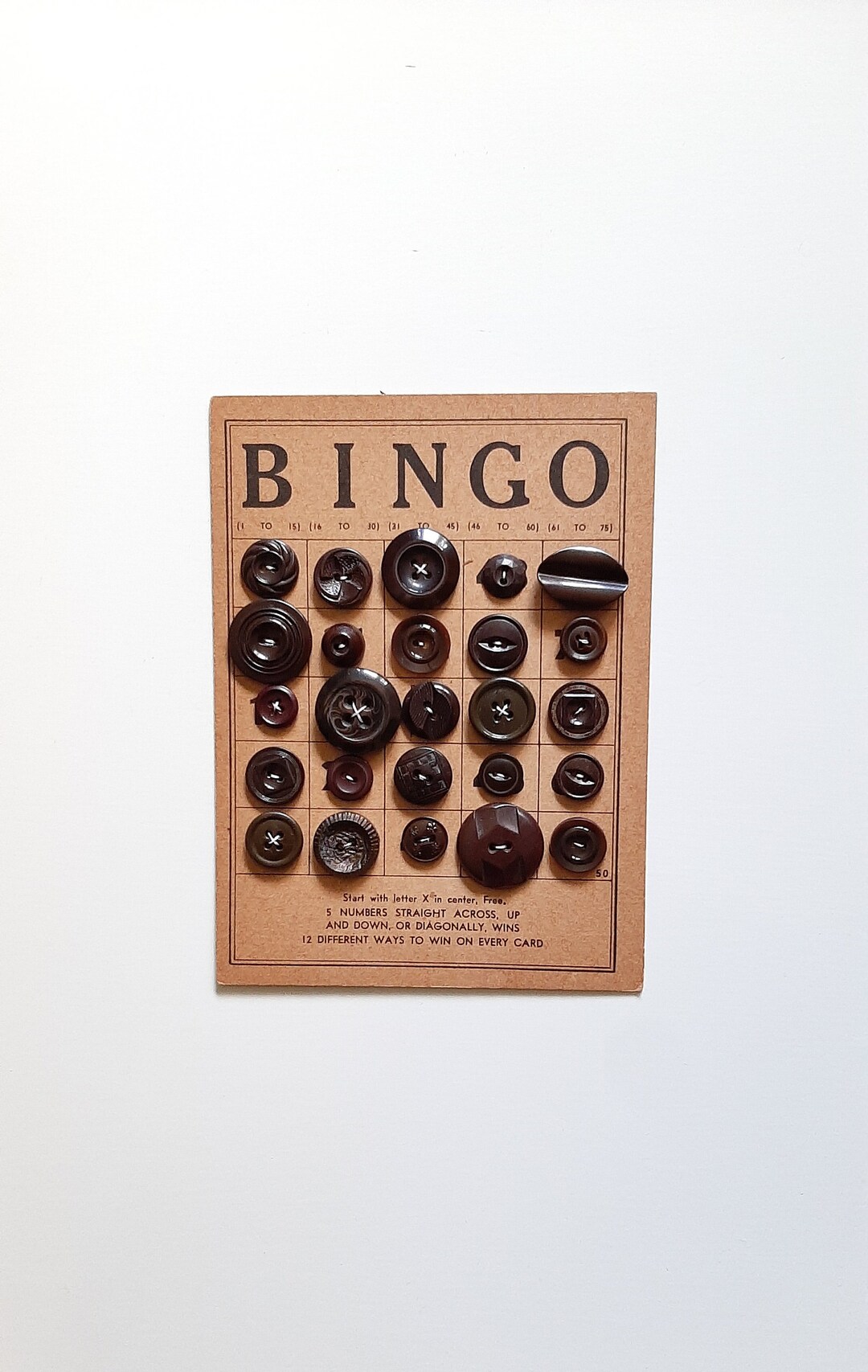 Vintage Buttons on a Vintage Bingo Card - Etsy