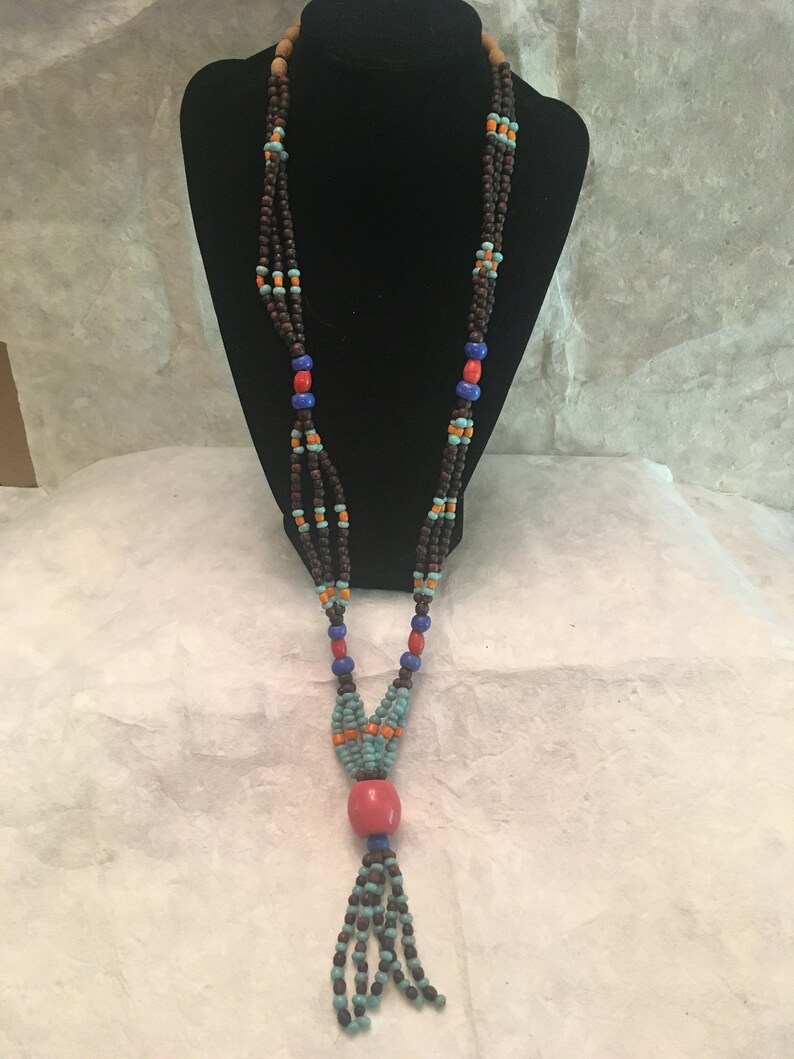Vintage Naga Beaded Necklace With Tassel, Boho, Ethnic, Tribal - Etsy