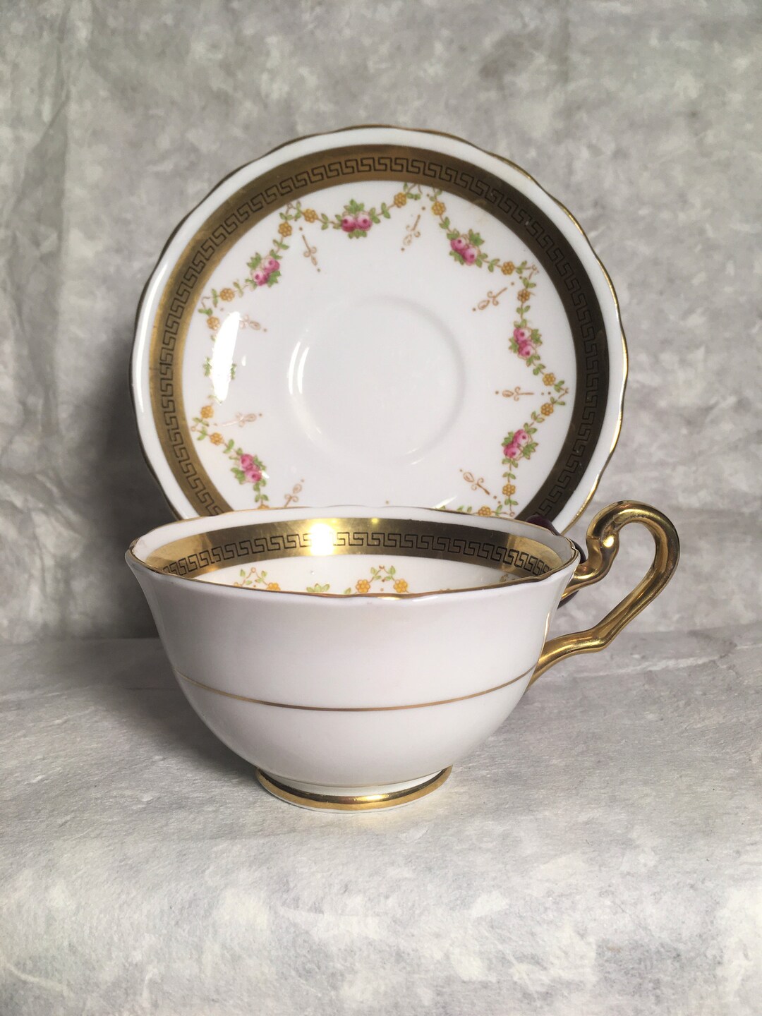 Vintage Victoria C&E Tea Cup and Saucer With Pink Flowers Roses ...