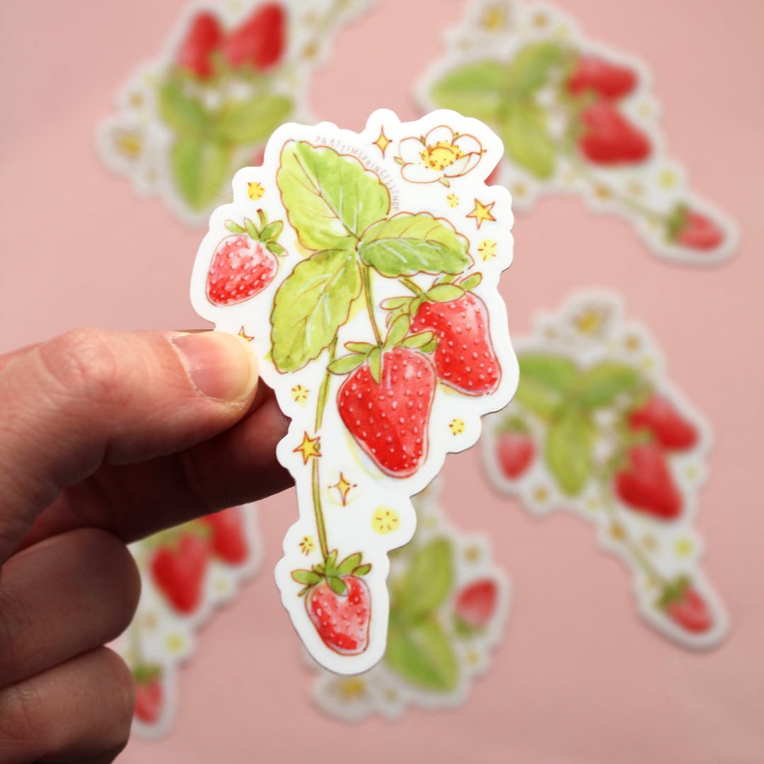 Strawberry Vinyl Sticker - Etsy