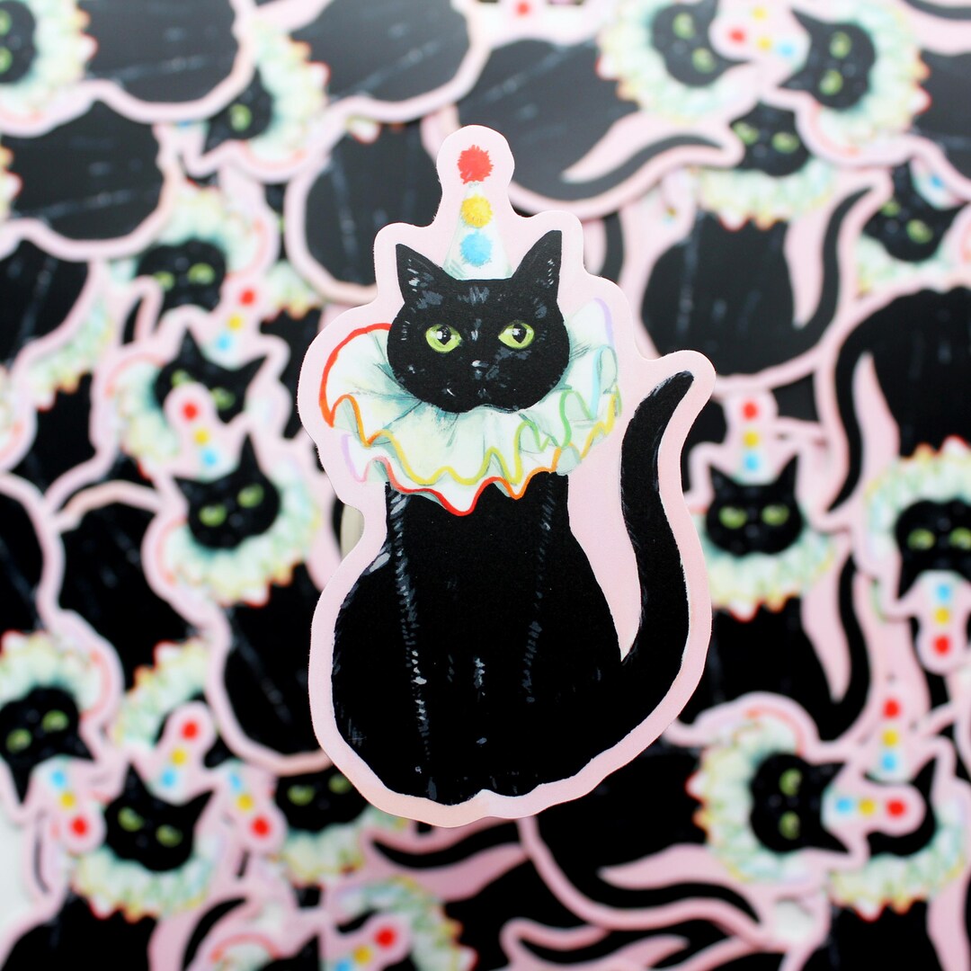 Black Cat Birthday Boi Clown Vinyl Sticker - Etsy