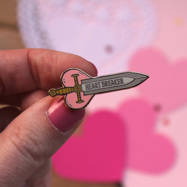 Heart breaker Enamel Pin Heart Enamel Pin Sword Pin | Etsy