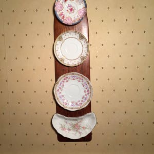 Plate Wall Mount, Mounted on Wood Back, China Plates and 1 Bone Dish ...