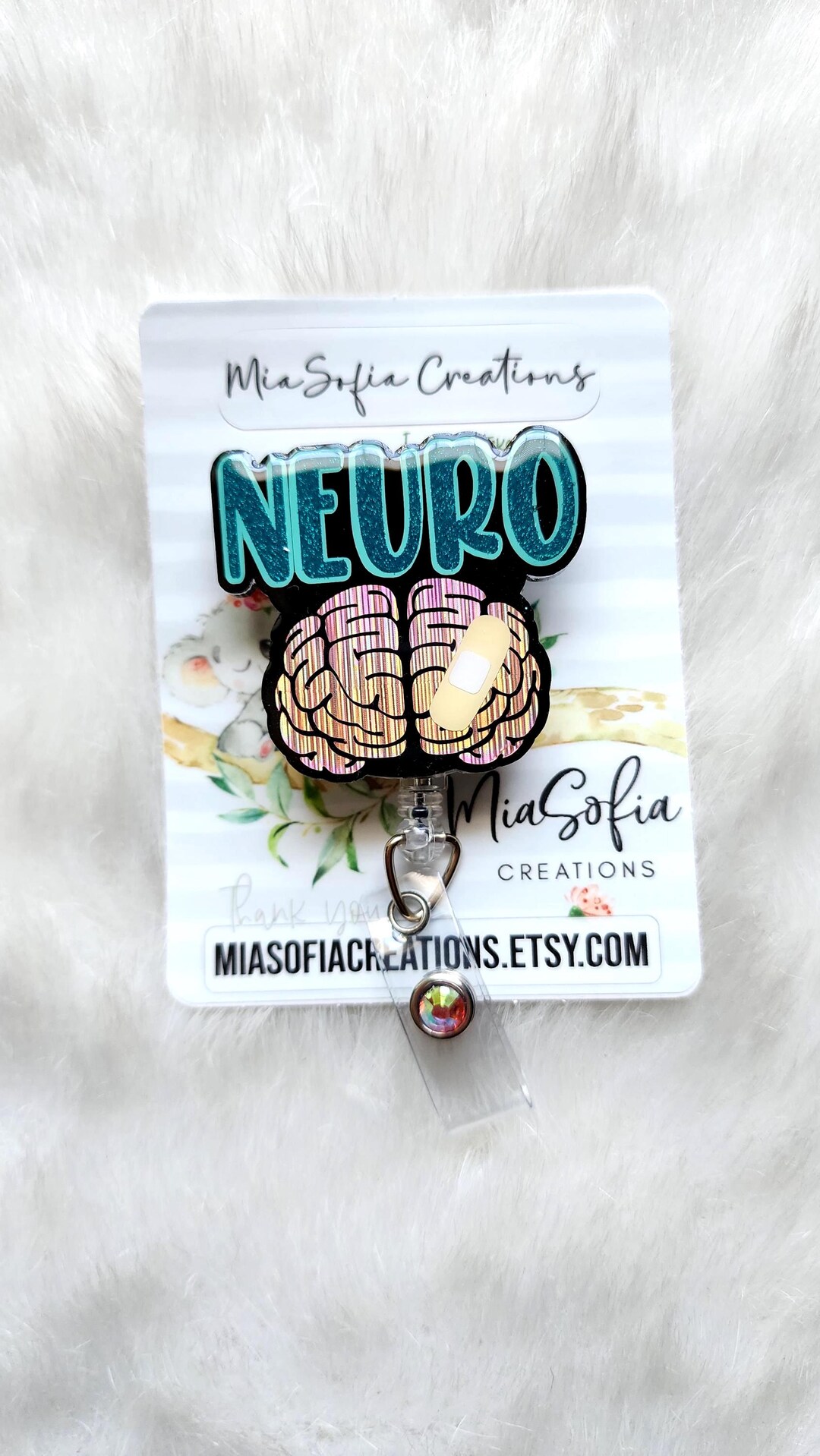 Brain Badge Reel: Shimmering Neuro Design - Nurse, Neurologist - Etsy