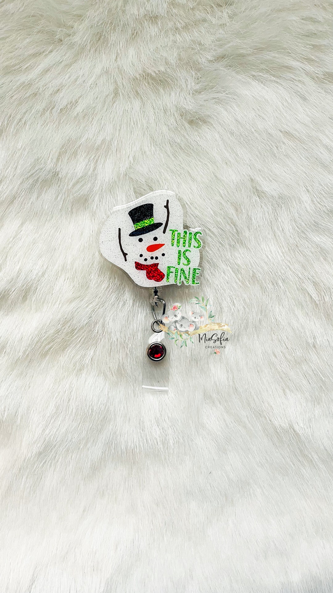 This is Fine, Melted Snowman Badge Reel, Funny Badge Reel, Holiday ...