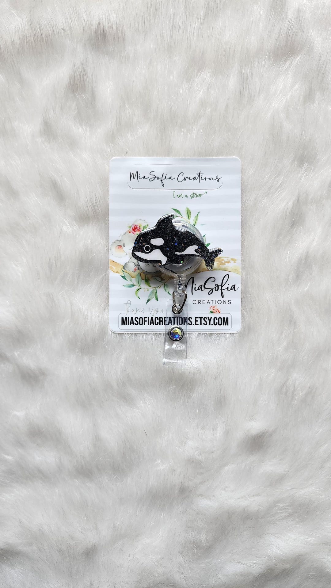 Cute Orca Badge Reel, Killer Whale Badge Reel, Glitter Badge Reel ...