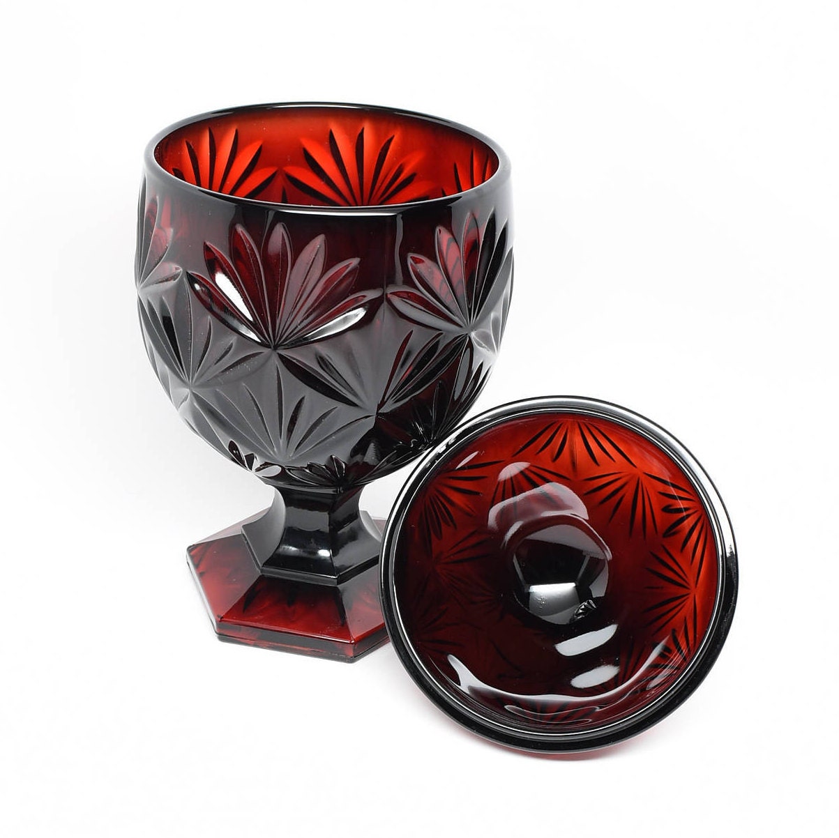 RUBY EGG CANDY Dish Ruby Egg Dish Ruby Candy Dish | Etsy