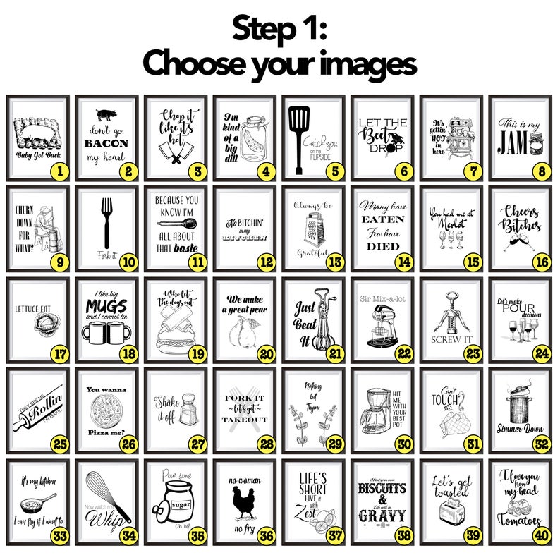 Build Your Own Set of 4 Kitchen Printable Wall Art Posters. Kitchen ...