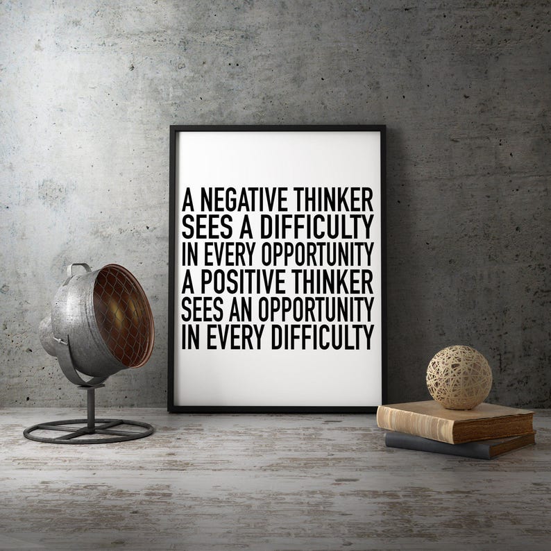 A Negative Thinker VS A Positive Thinker Printable Wall Art, Home Decor ...