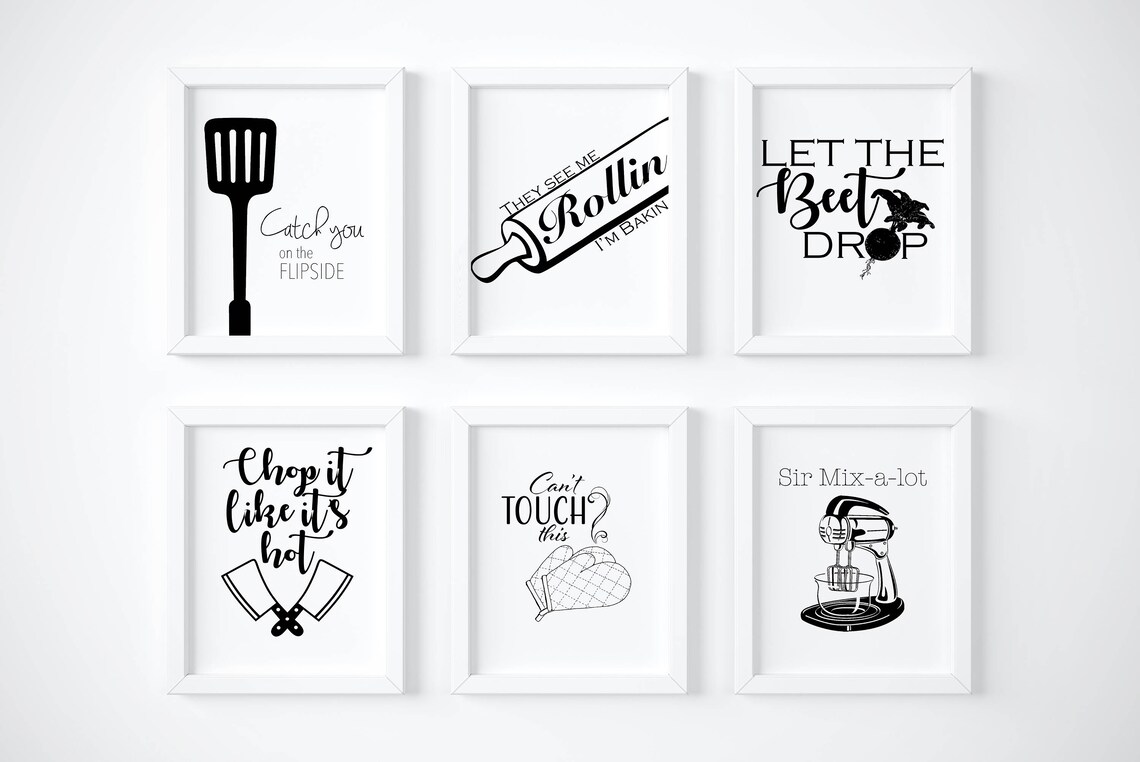 Kitchen Printable Wall Art Posters, Set of 6, Size 5x7. Kitchen Decor ...