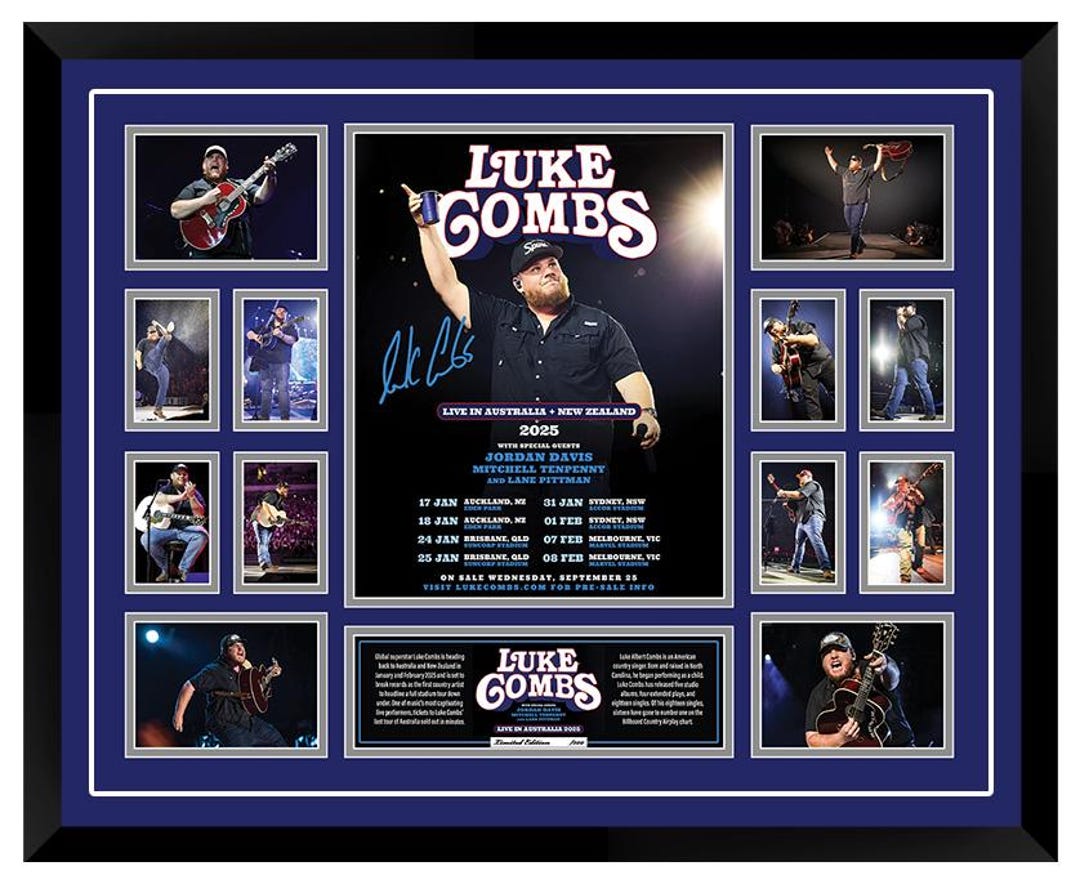 Luke Combs Australia Tour 2025 Signed Framed Memorabilia - Etsy Canada