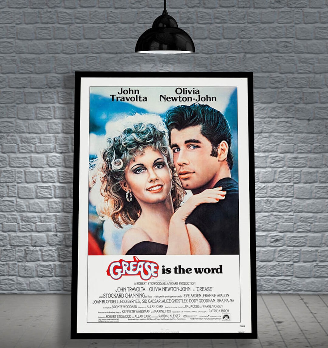 GREASE 1978 John Travolta Olivia Newton John Framed Movie Poster Print ...