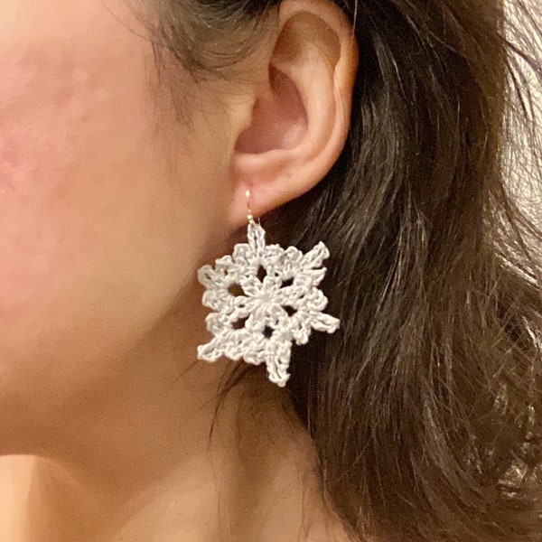 Crochet Snowflake Earrings - Etsy