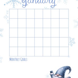 Monthly Gnome Calendar Printable Planner Template - PNG Zip File ...
