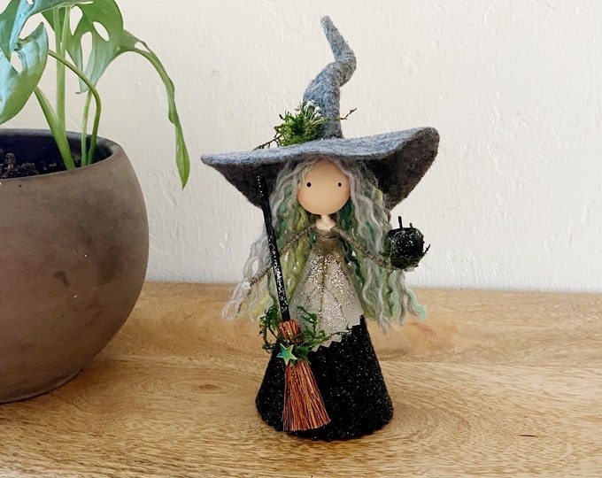 Kitchen Witch Doll With Poison Apple and Broom by Wands and Willows ...