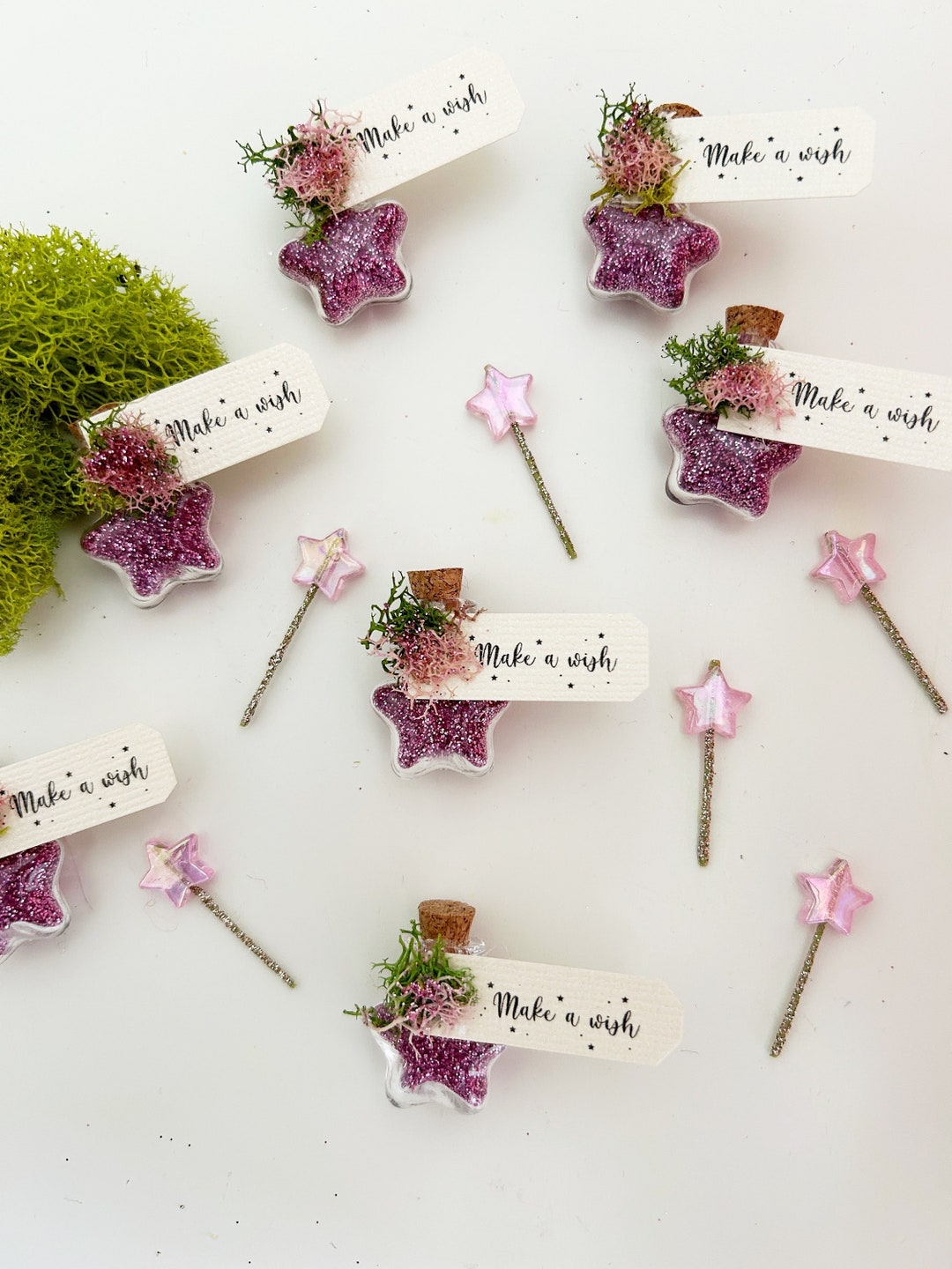 Pixie Dust Bottle and Wand Set by Wands and Willows, Star Shaped Glass Bottle, Fairy Party Favor ...