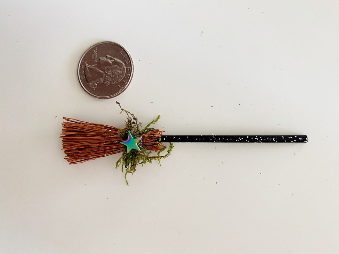 Miniature Broom With Black Handle by Wands and Willows - Etsy