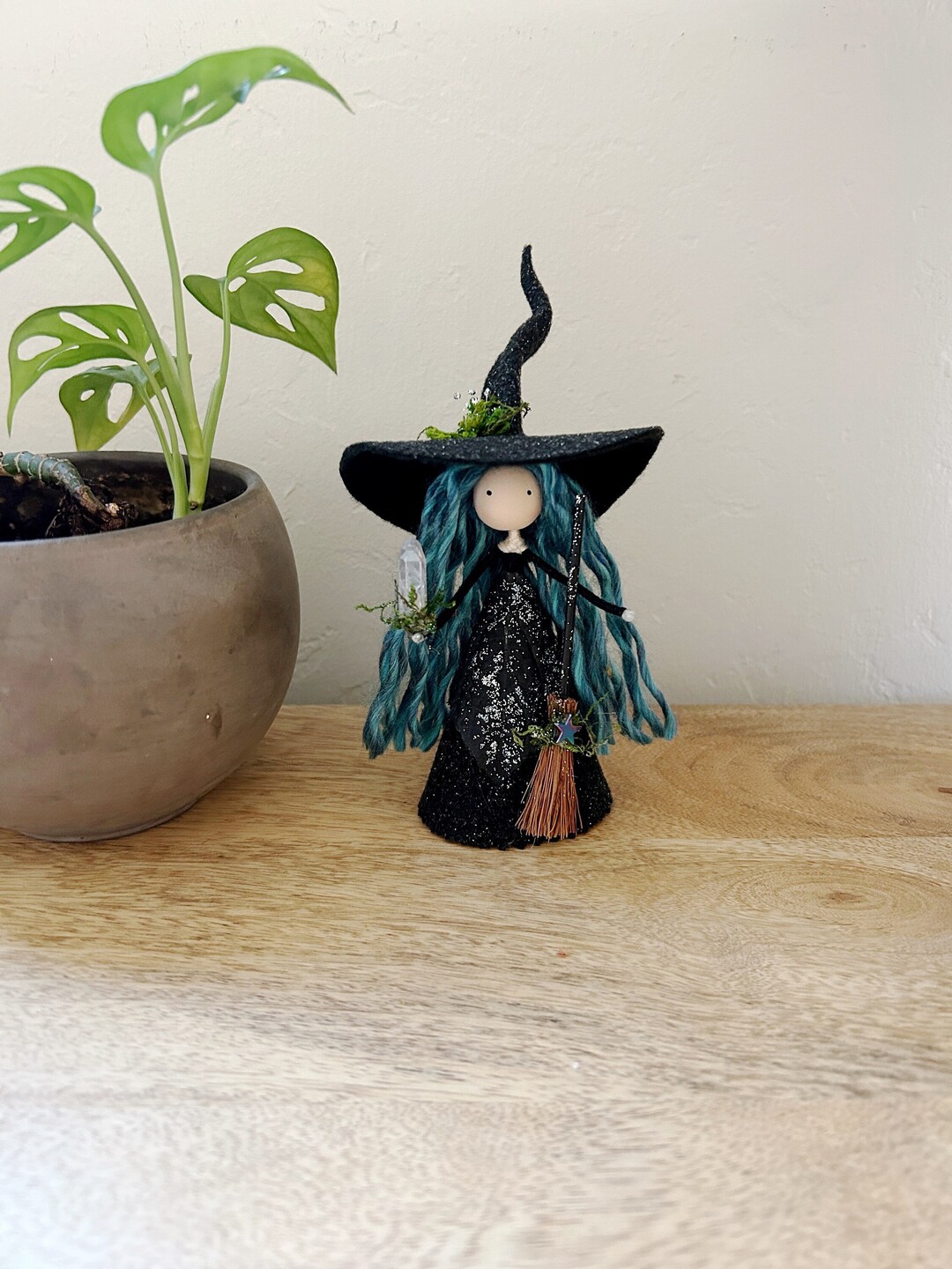 Kitchen Witch Doll With Quartz Crystal and Broom by Wands and Willows ...