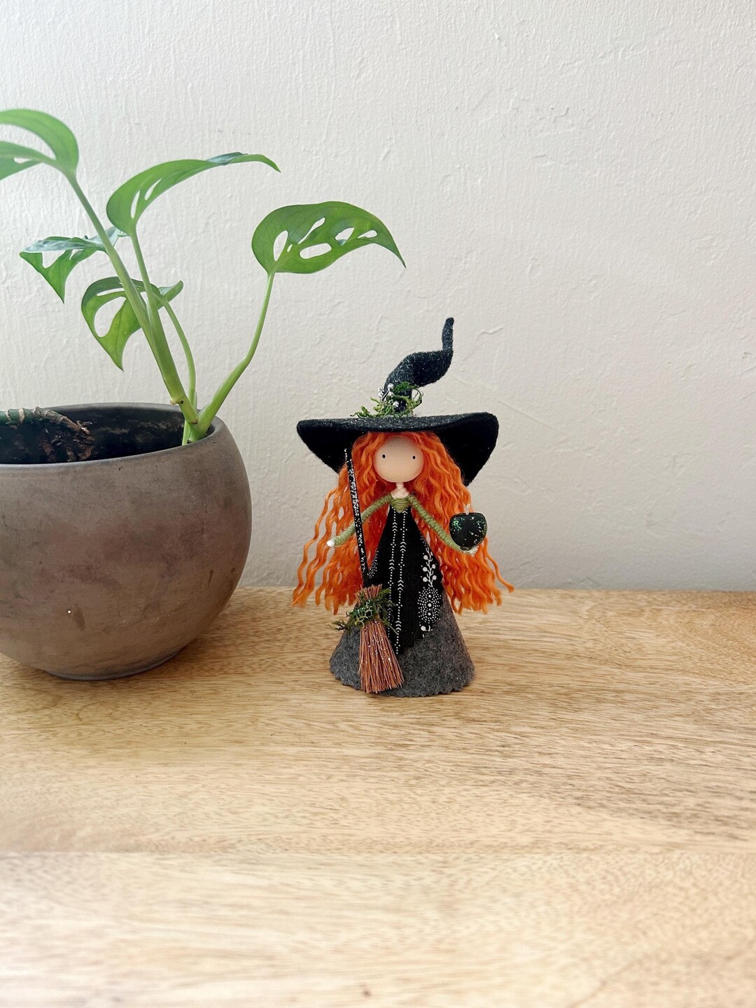 Kitchen Witch Doll With Poison Apple and Broom by Wands and Willows ...
