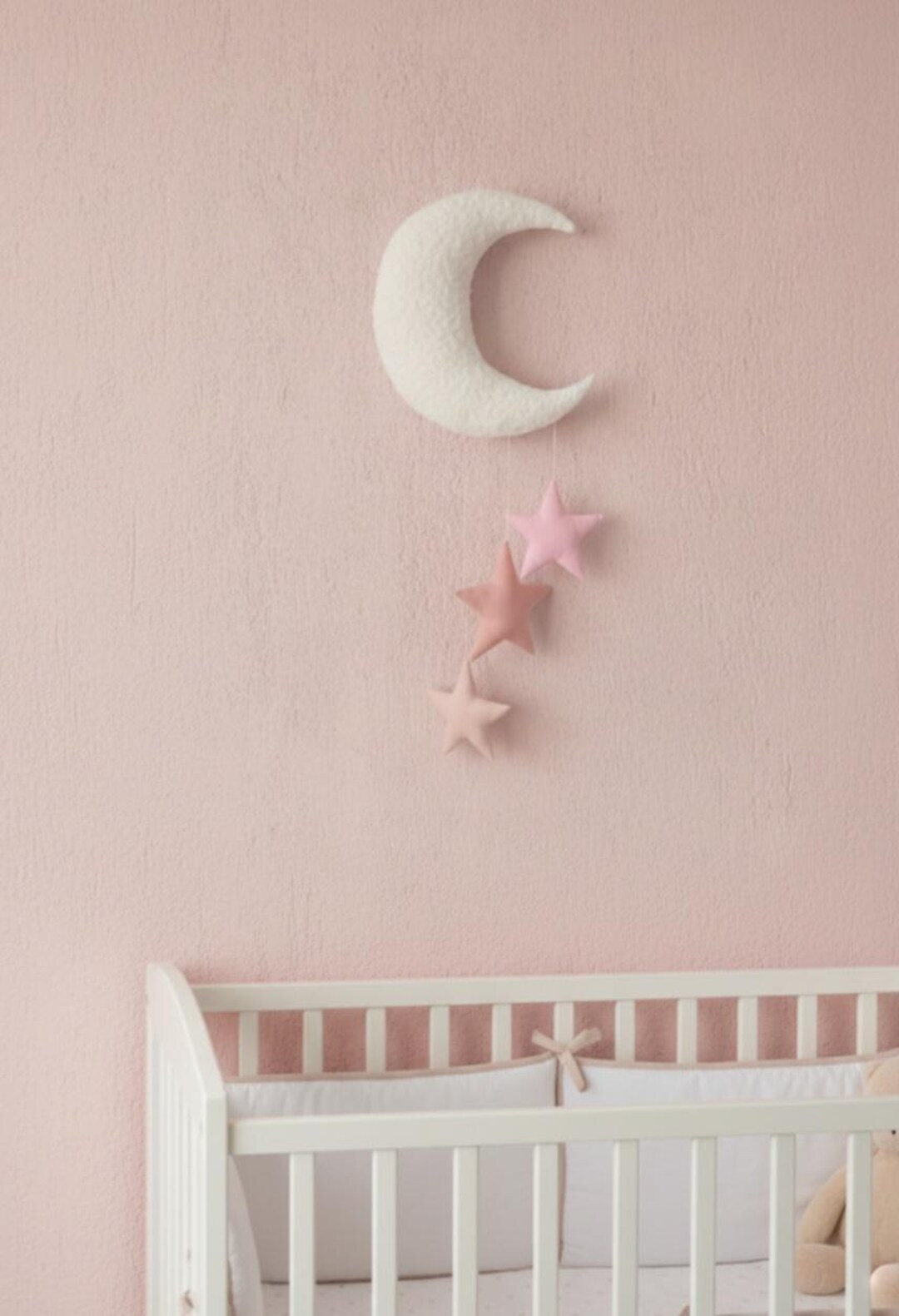Moon and Stars Wall Hanging, Moon Nursery Decor,soft Cotton Stars,moon ...