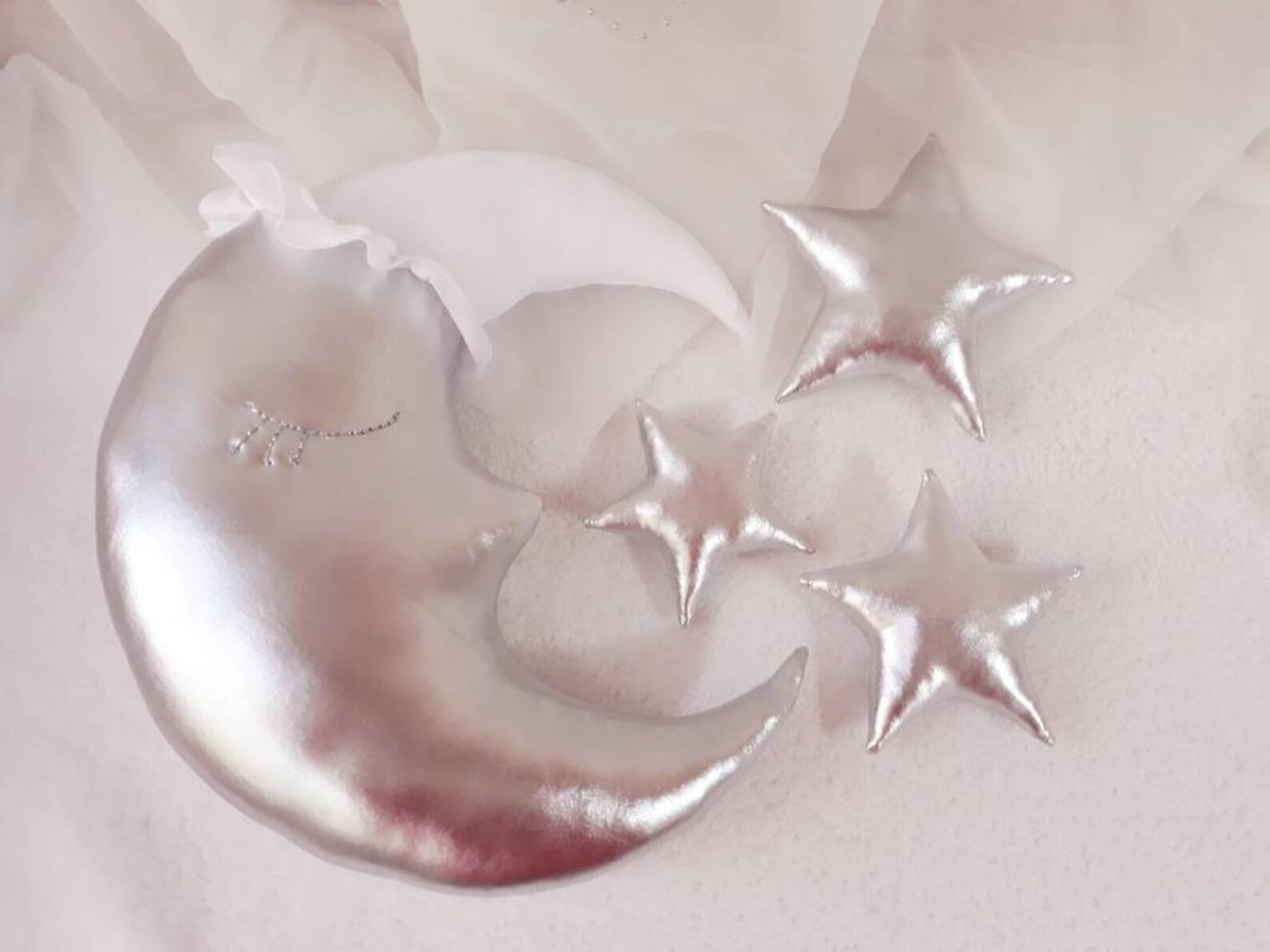 Silver Moon Wall Hangingset 1 Moon and 3 Starsnursery Wall - Etsy