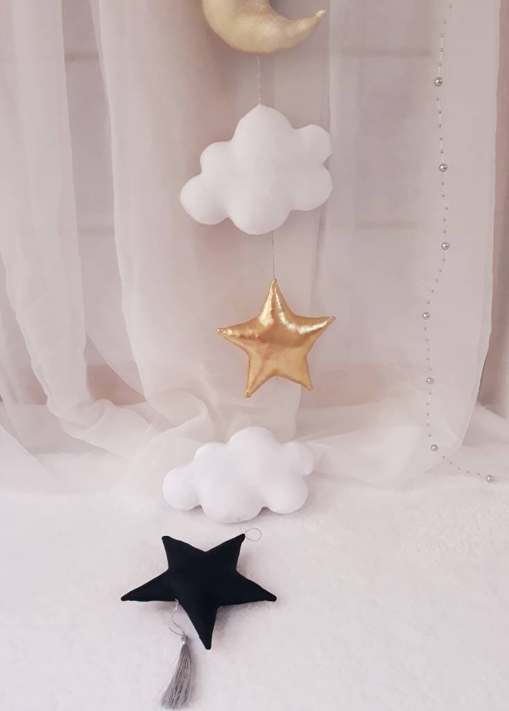 Vertical banner cloudsmoon and stars garland canopy | Etsy