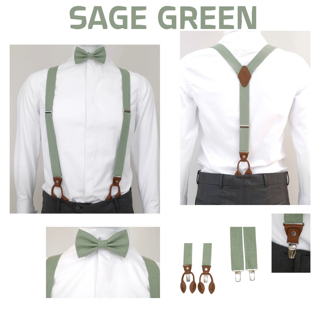 Sage Green Suspenders,sage Green Bow Tie,wedding Accessories,braces ...