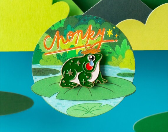 Chonky Sad Green Frog Constellation Enamel Pin - Etsy