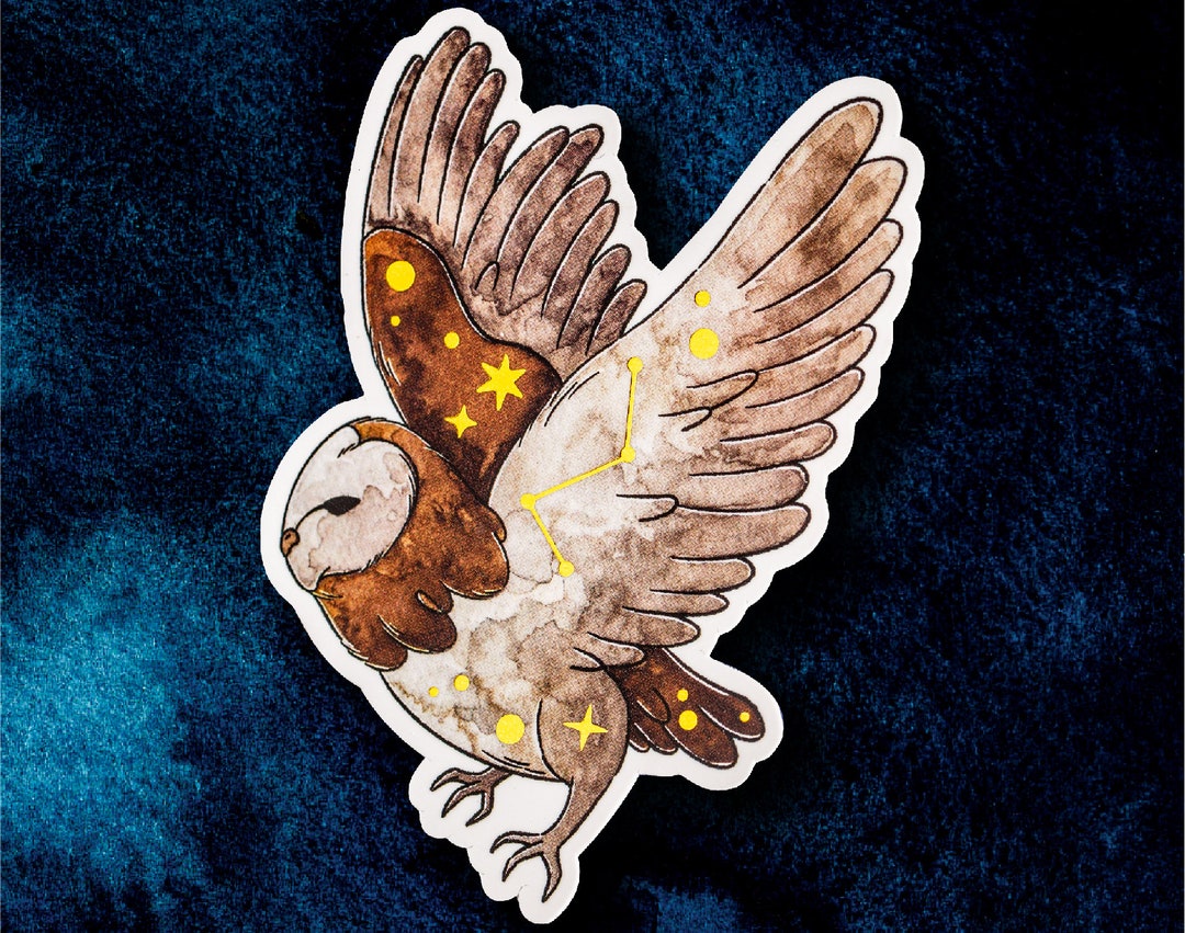 Noctua: the Little Owl Constellation Matte Gold Foil Waterproof Vinyl ...
