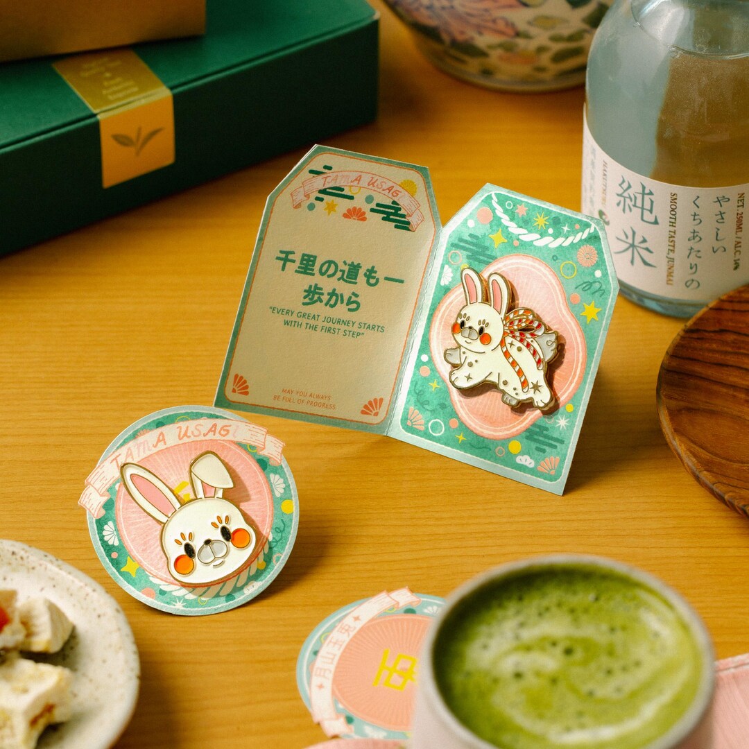 Tama Usagi: Rabbit Lucky Charm Japanese Zodiac Enamel Pin Kyodo Gangu ...