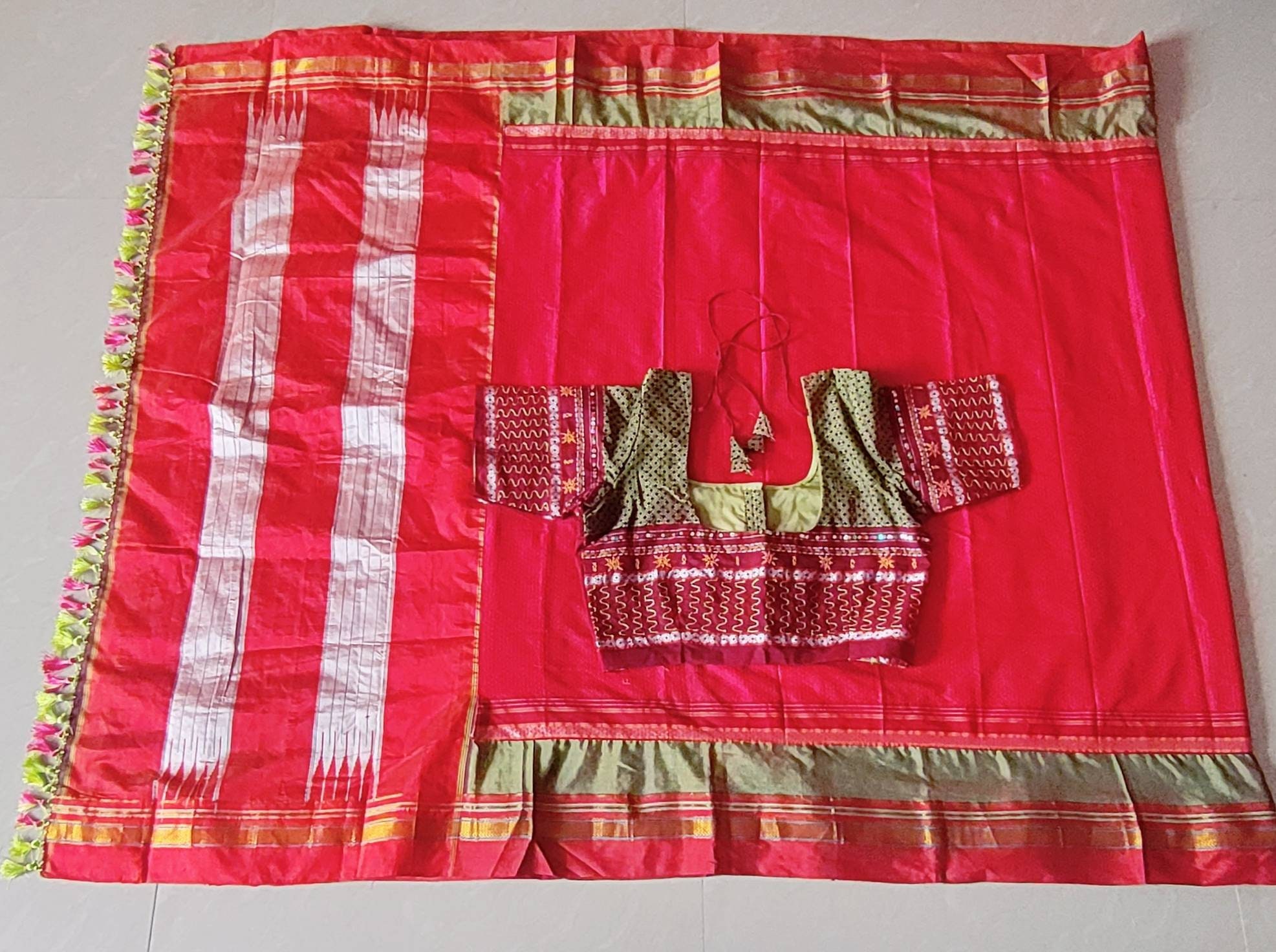 Designer Cut and Paste Pattern Saree/resham Blended Khun Viscous ...