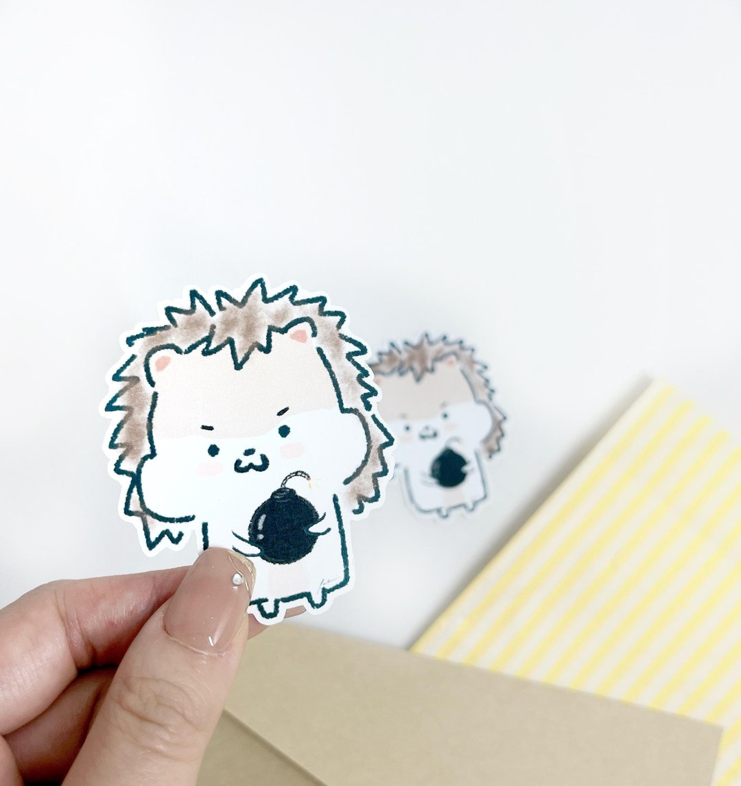 Dustin the Hedgehog Holding Bomb Cute Die-cut Sticker Unique Playful ...